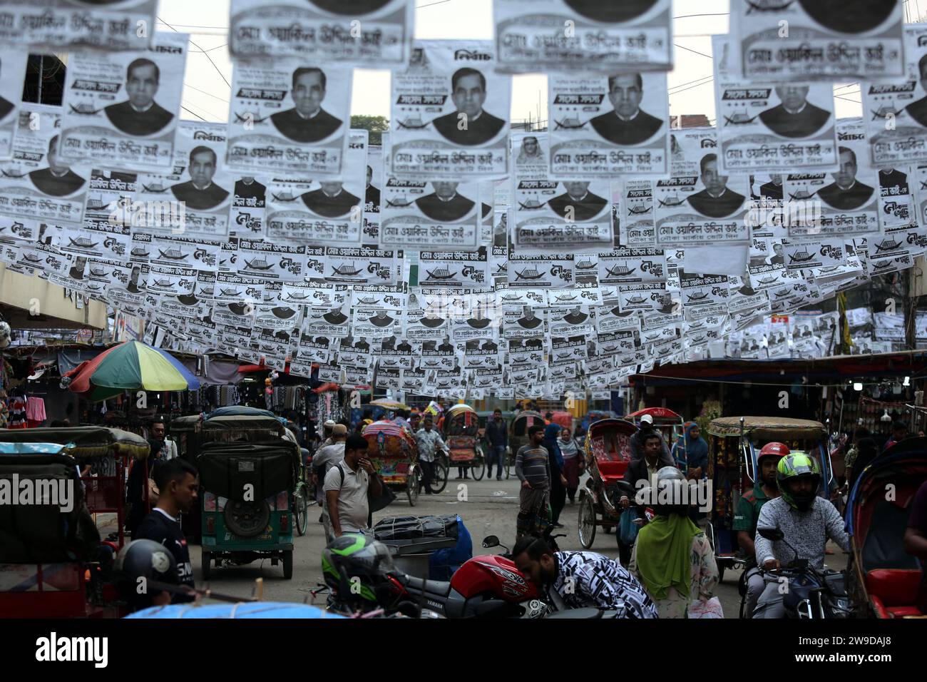 Dhaka, Bangladesh. 27th Dec, 2023. Posters of the election candidates ...