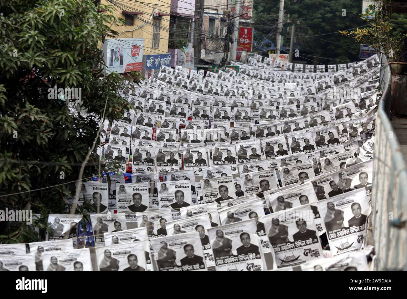 Dhaka, Bangladesh. 27th Dec, 2023. Posters of the election candidates ...