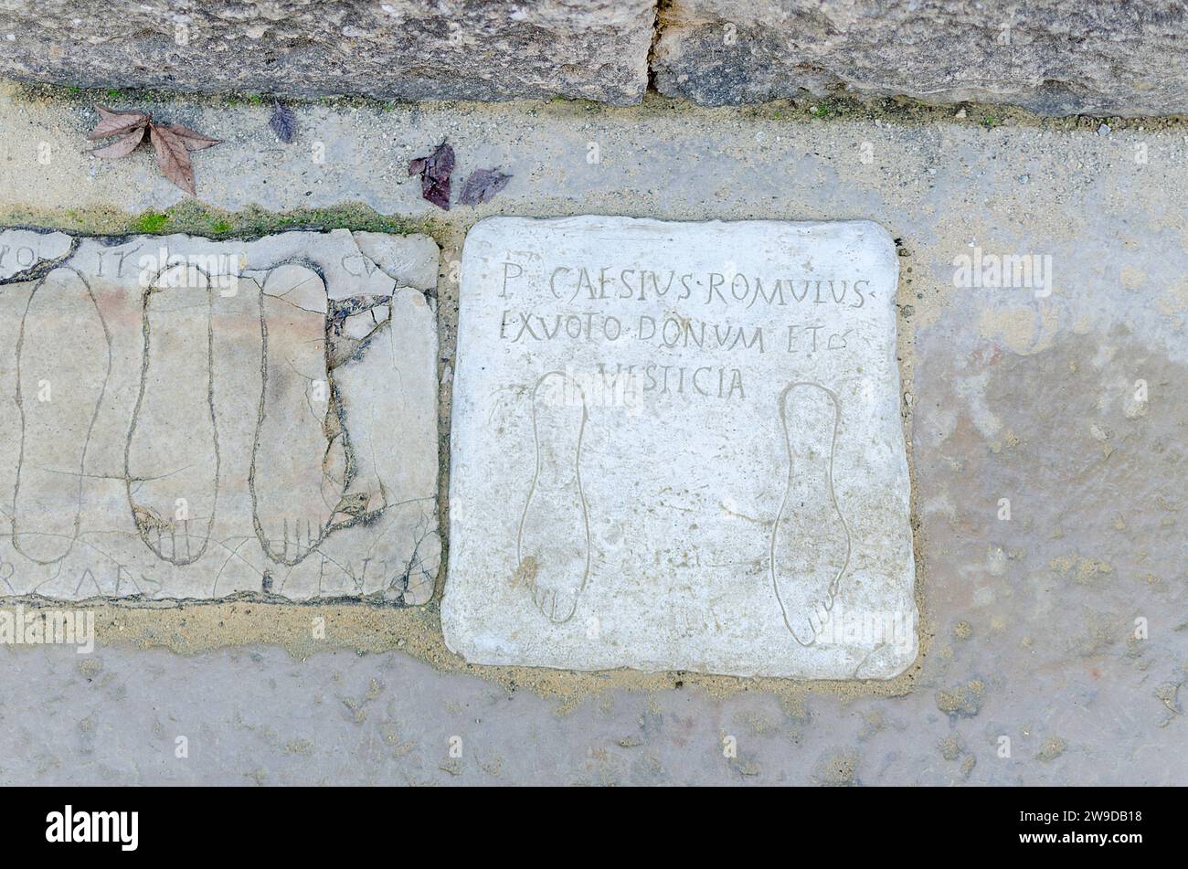 Santiponce, Seville, Spain; December 26, 2023: Votive tablet on the ...