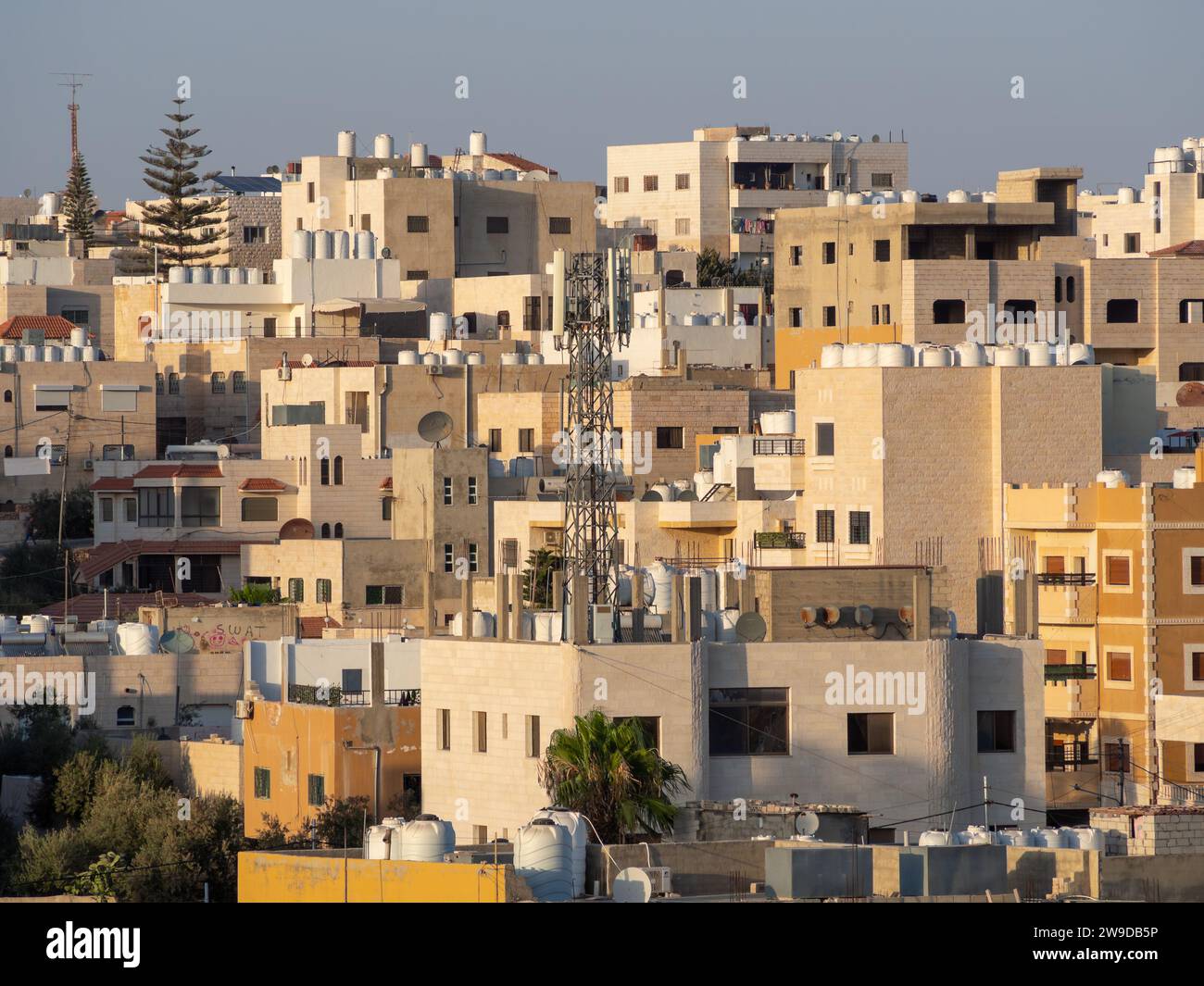 Arabic city architecture, houses of the city of Madaba, Jordan, Middle ...