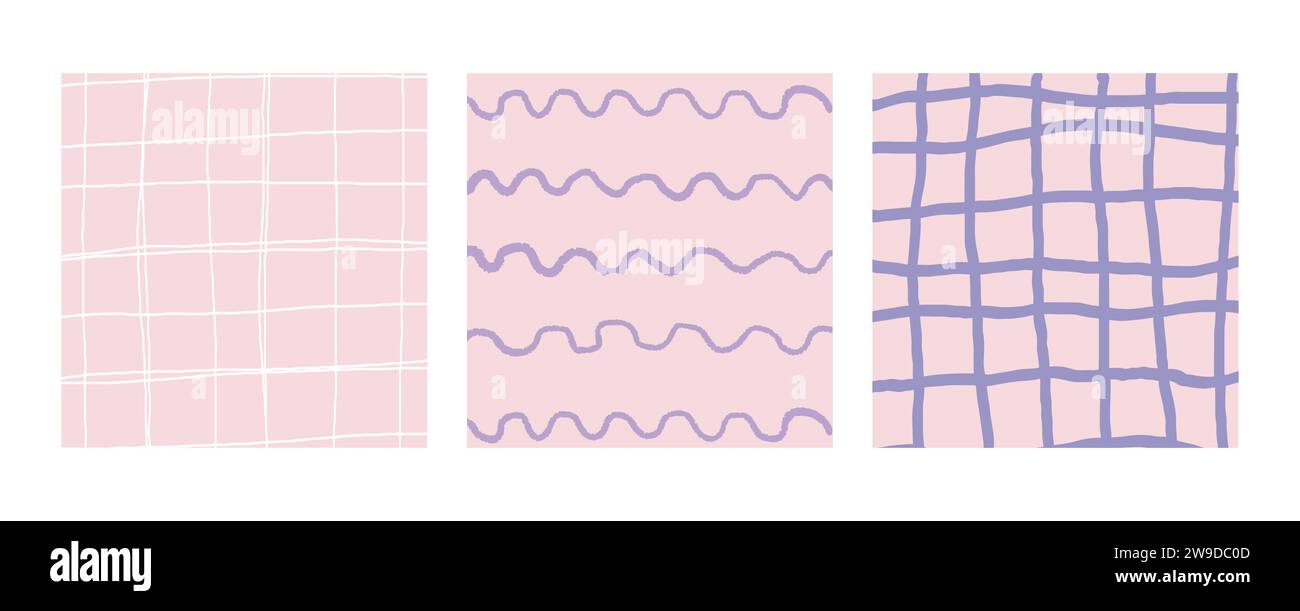 Simple Geometric Hand Drawn Irregular Patterns. Colored Doodle ...