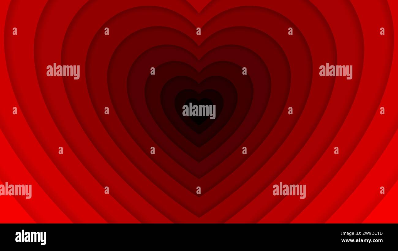 Romantic love heart tunnel background. Vector mesmerizing heart-shaped ...