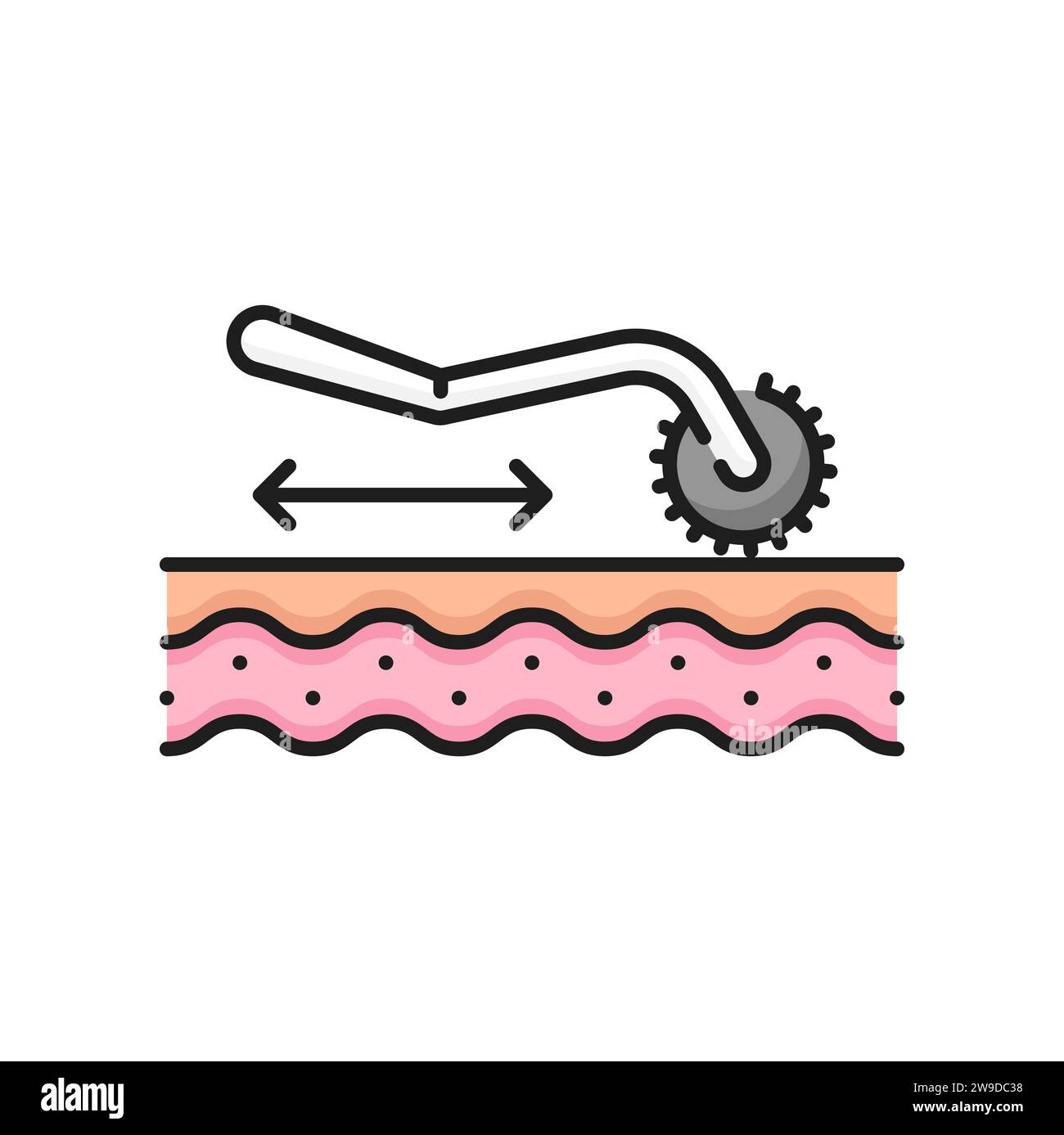 Skin care needle roller, dermatology line icon. Skin anti aging ...