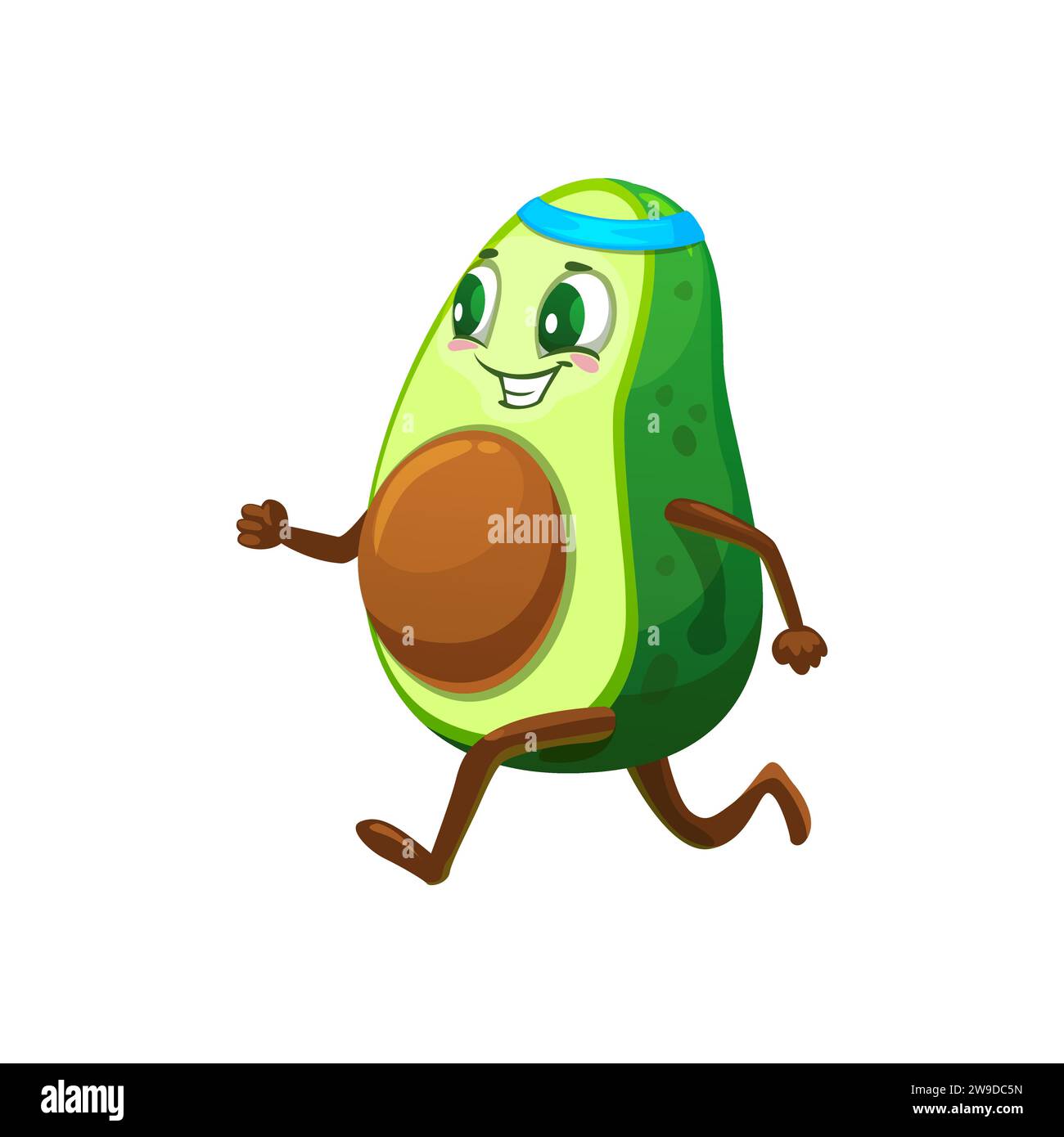 Cartoon Mexican cheerful avocado runner character for emoji or kawaii ...