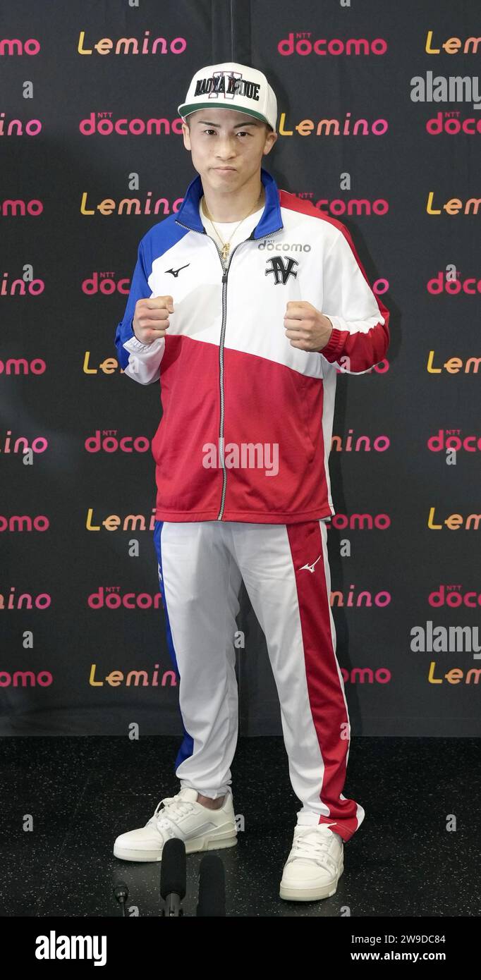 Yokohama on Dec. 27, 2023, Japanese super bantamweight boxer Naoya ...