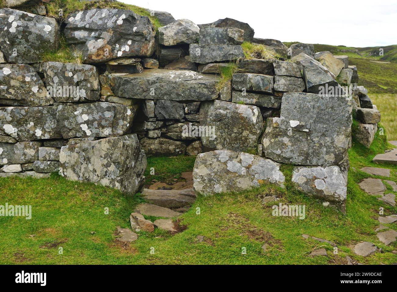 Entrance to the remains of Dun Beag Broch, an Iron-Age structure built ...
