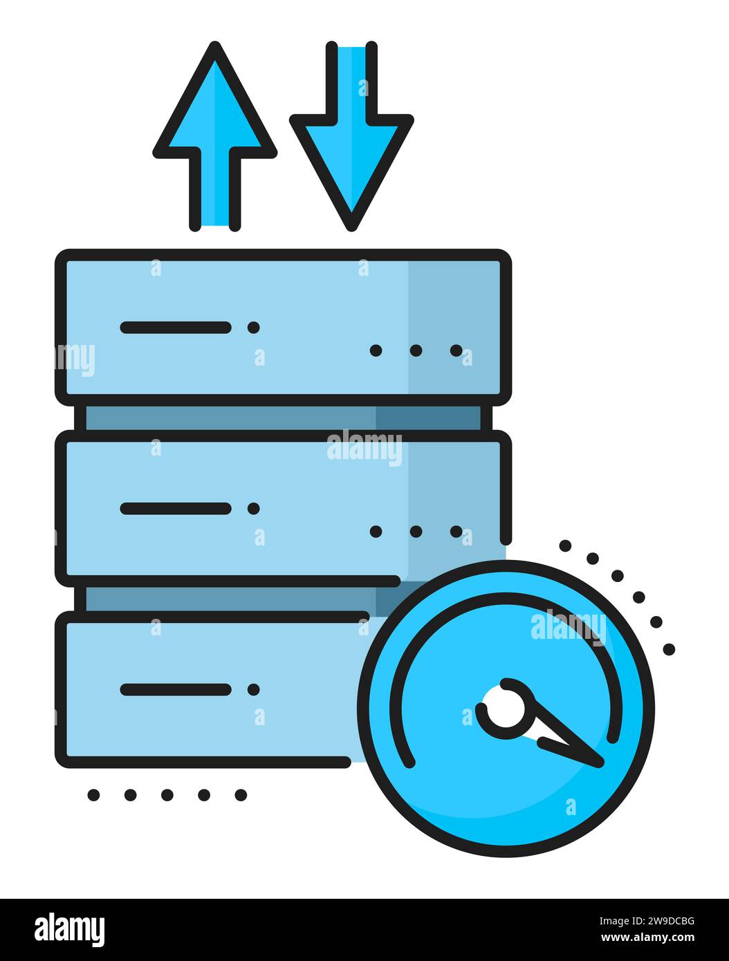 Database network server color icon, cloud storage for files transfer and data access, outline ...
