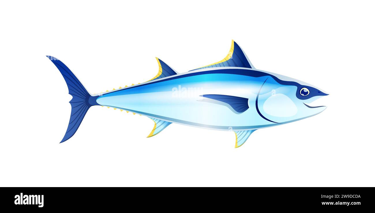 Cartoon tuna fish character. Ocean fishing catch, underwater wildlife ...