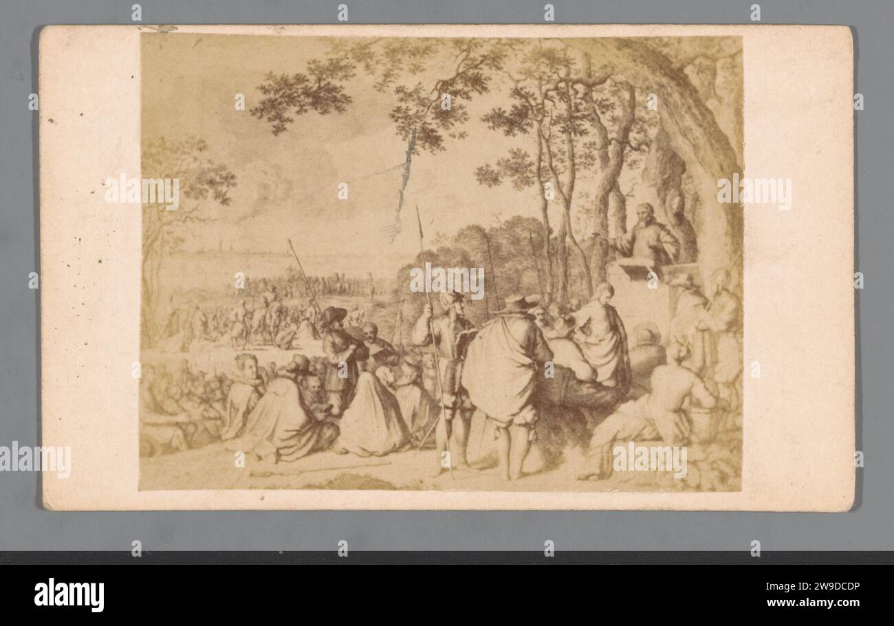 Photo production of an engraving of Reformed preaching near Antwerp in ...