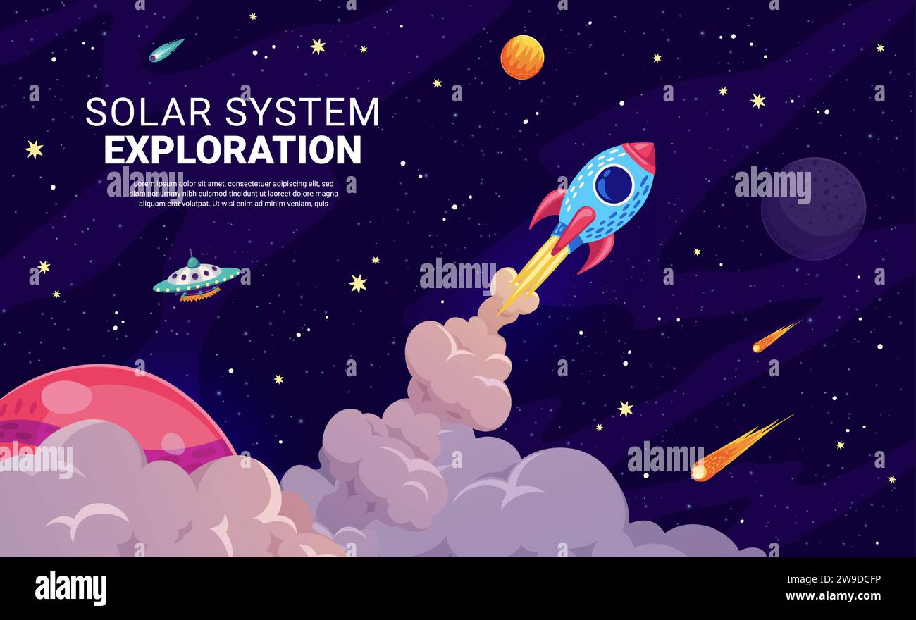 Rocket launch to galaxy space, fast start theme with rocket and ...