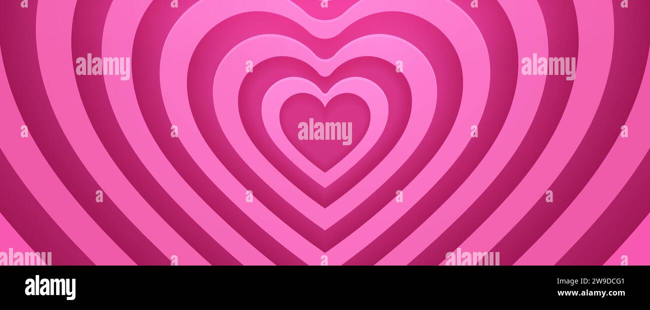 Psychedelic love heart tunnel background. Vibrant vector frame or ...