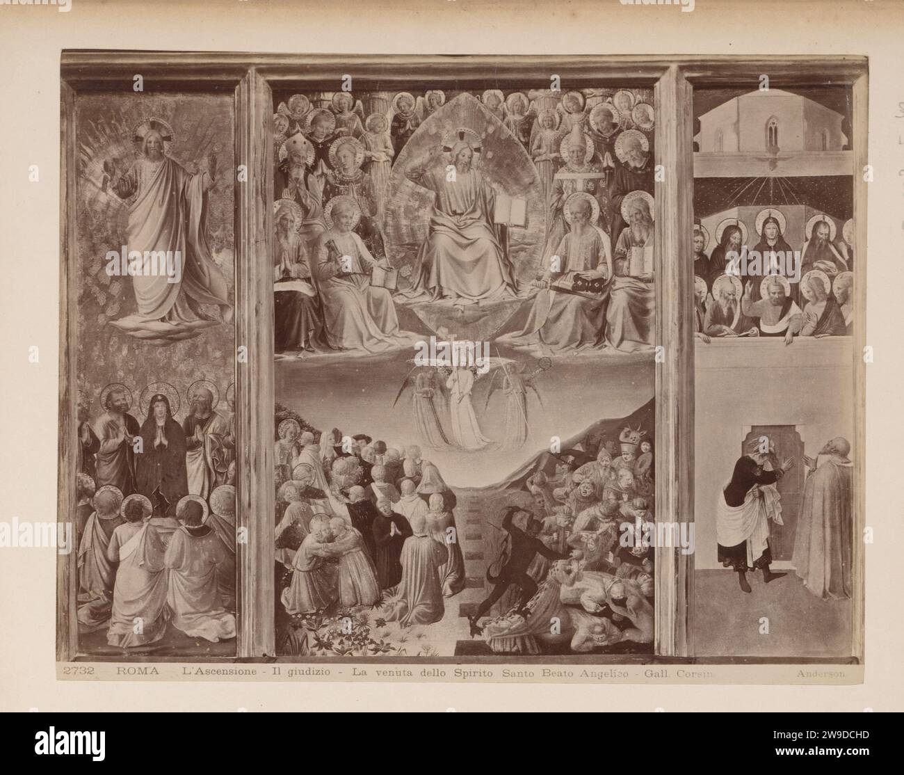 Photo production of the Ascension Triptych, the judgment, appearance of the Holy Spirit to Fra ...