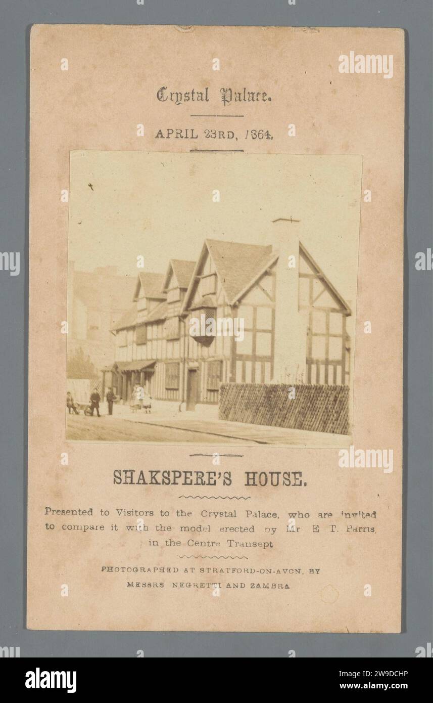 The birthplace of William Shakespeare, 1864 Photograph. visit card The ...