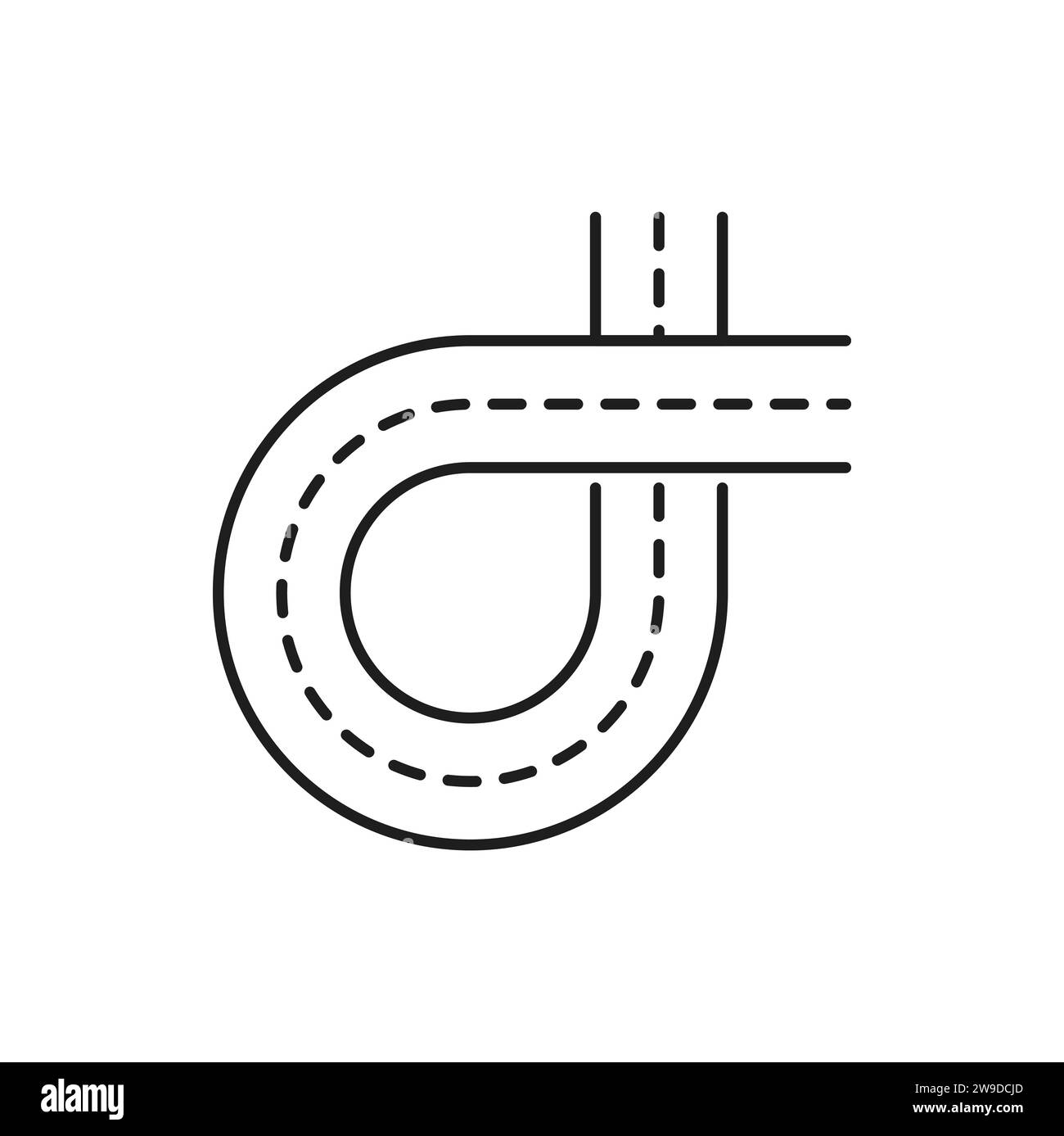Road line icon, highway interchange or traffic street turn, vector ...