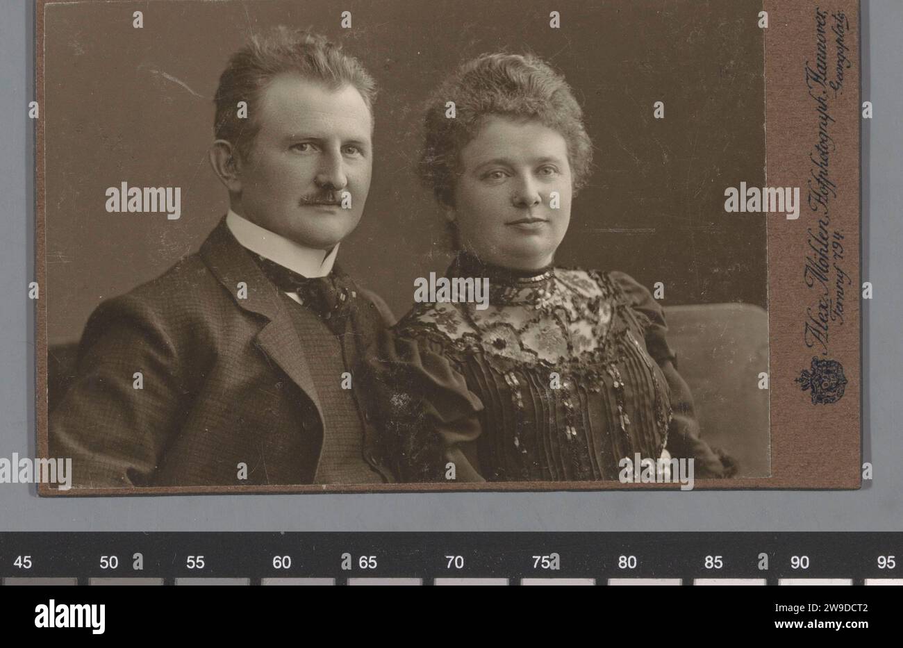 Portrait of couple, 1860 - 1890 Photograph. visit card On the left a ...