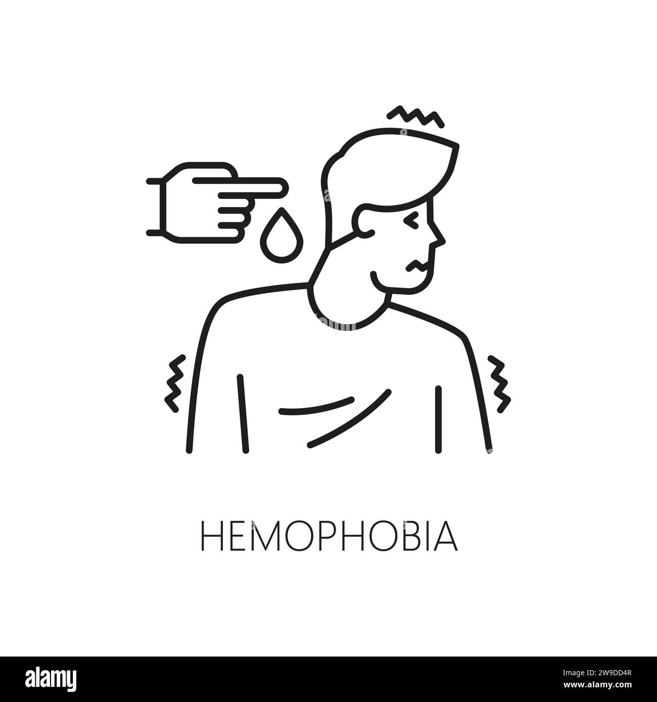 Human hemophobia phobia icon, mental health. fear of water problem or ...