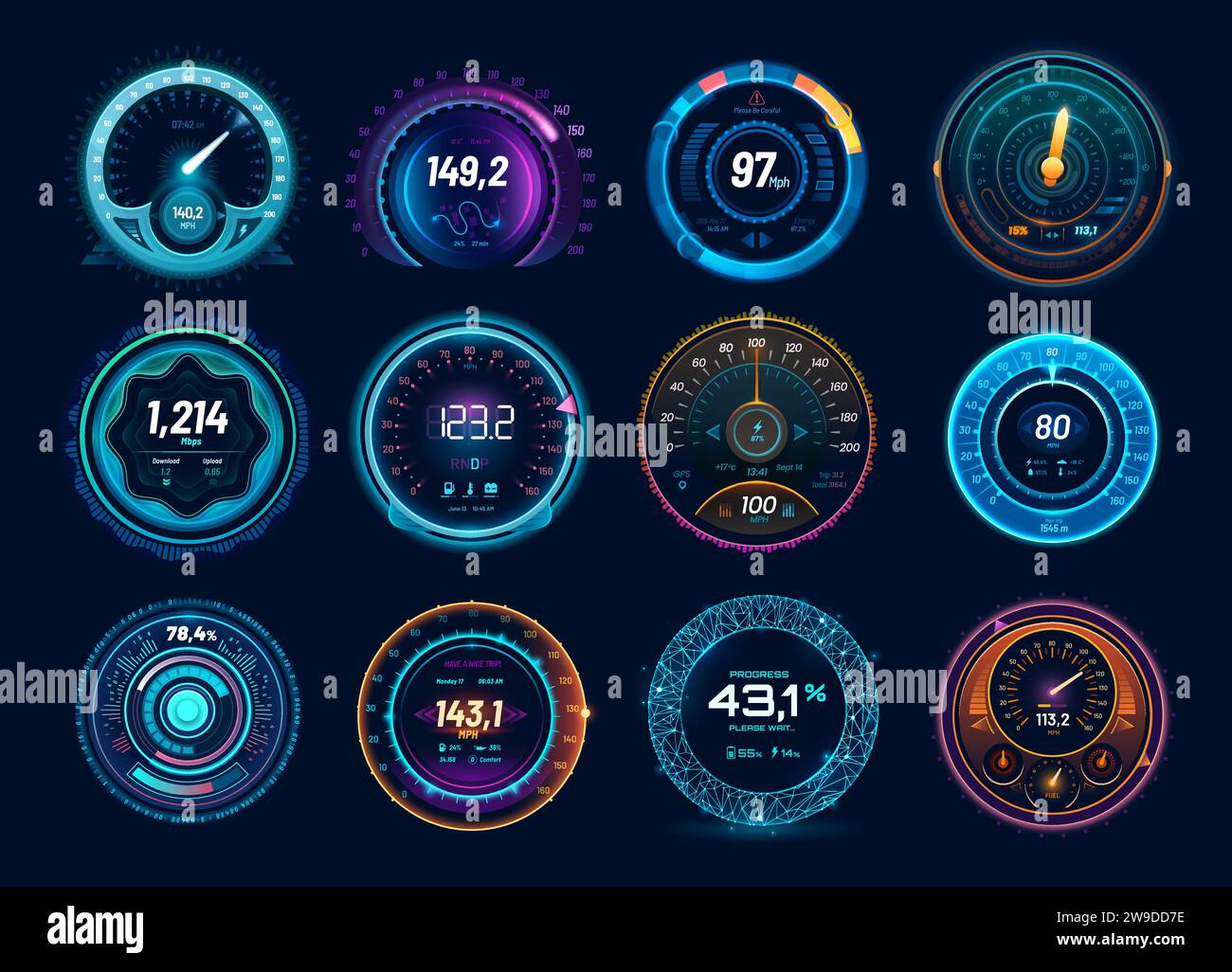 Digital velocity meter Stock Vector Images - Alamy