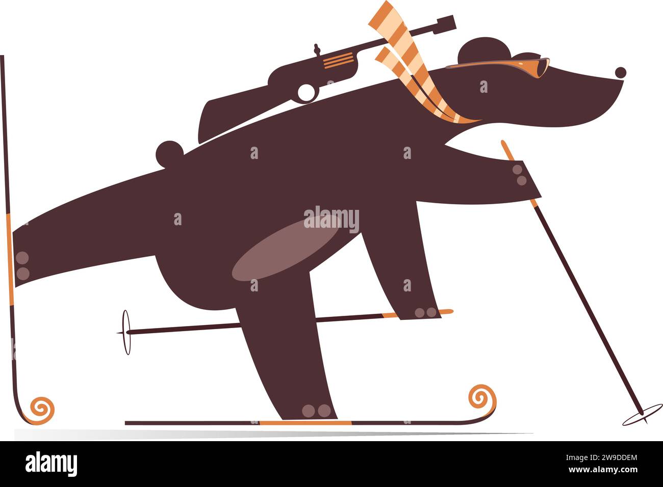 Biathlon competitor bear. Cartoon cute bear a biathlon competitor ...