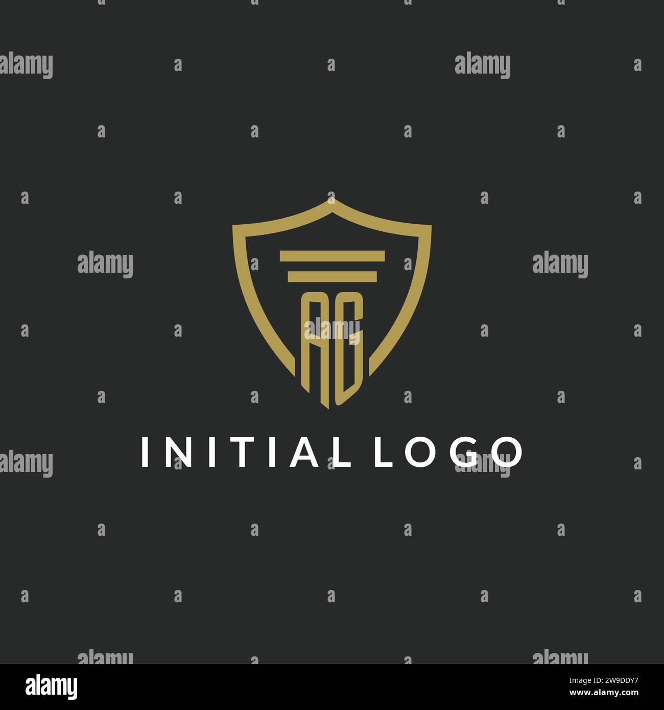 AG initial monogram logo with pillar and shield style design ideas ...