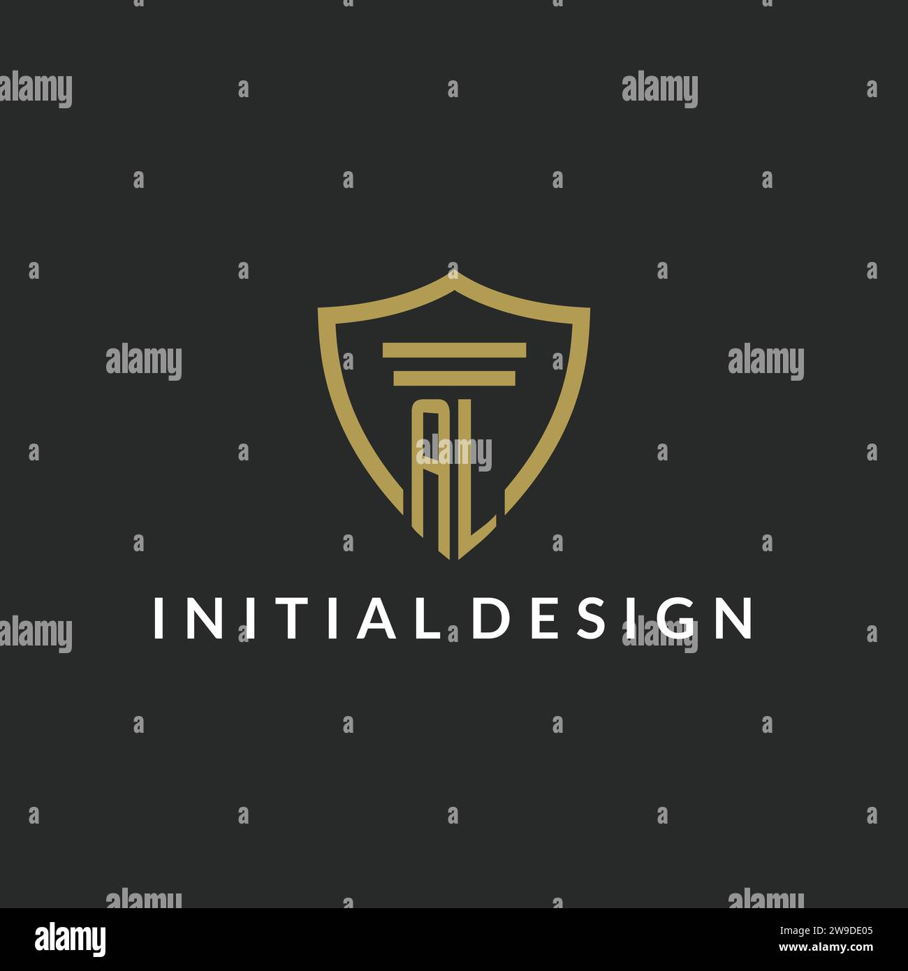 AL initial monogram logo with pillar and shield style design ideas ...