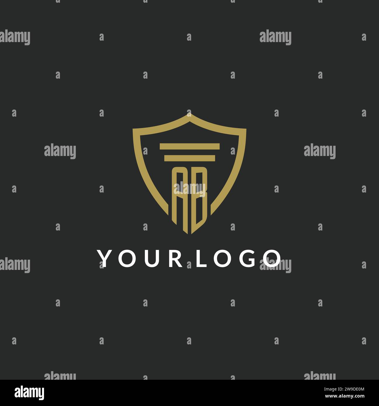AB initial monogram logo with pillar and shield style design ideas ...