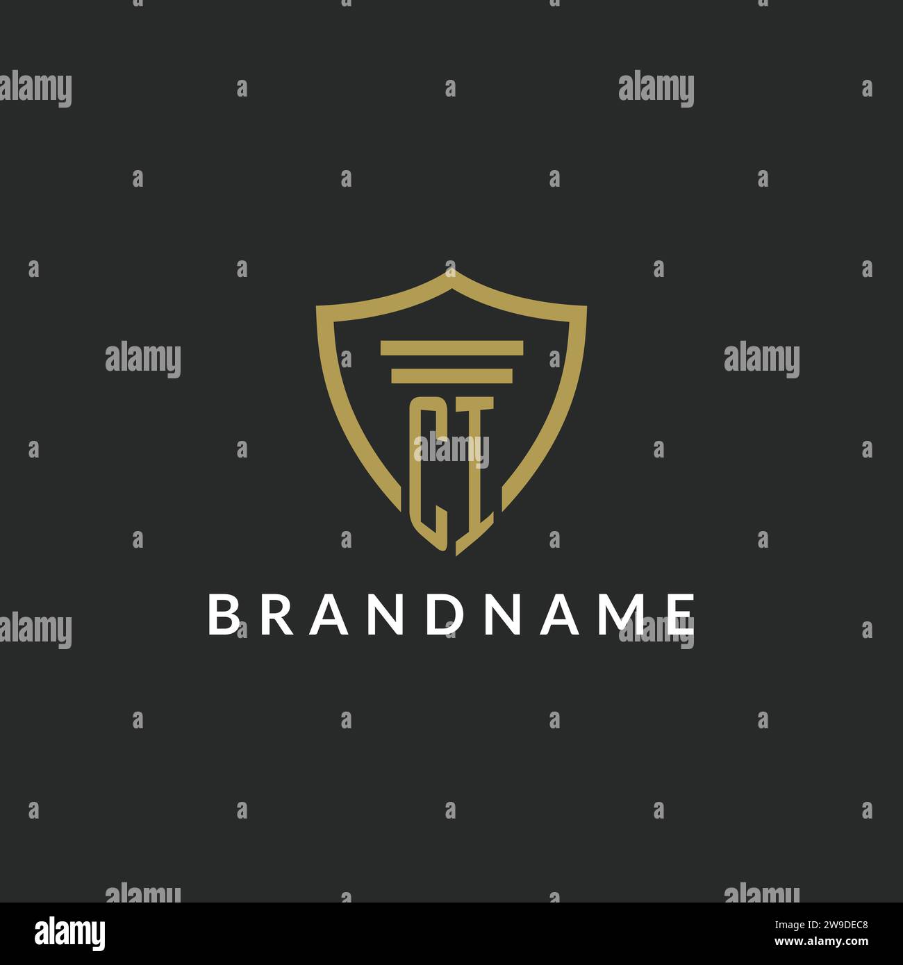CI initial monogram logo with pillar and shield style design ideas ...