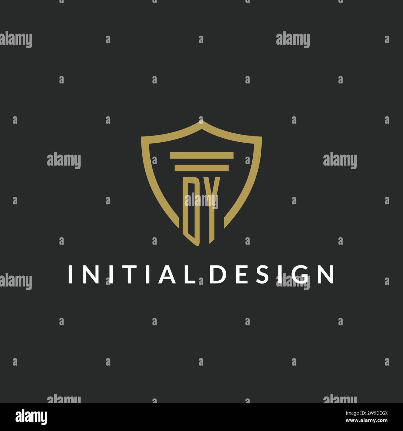 DY initial monogram logo with pillar and shield style design ideas ...