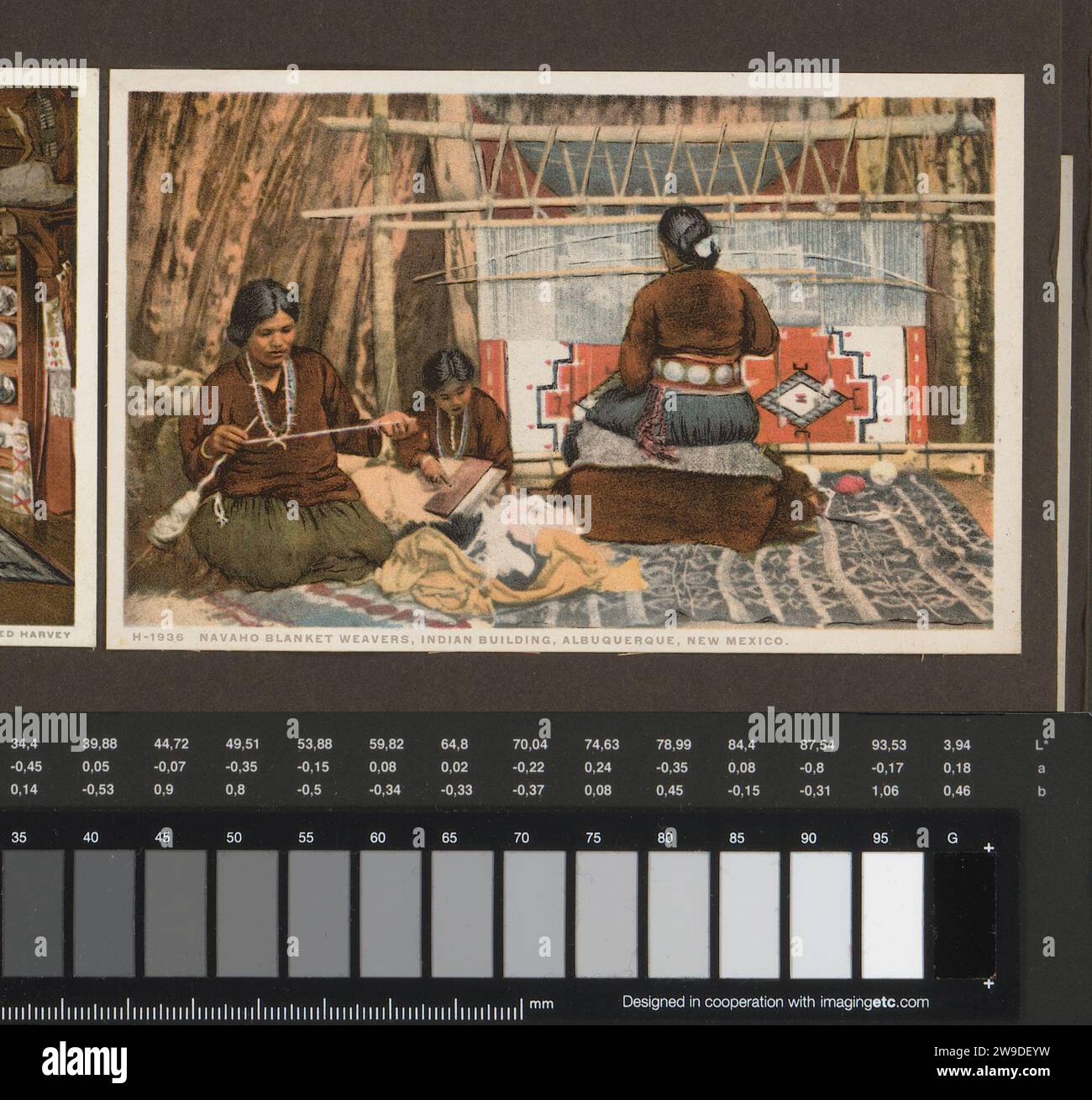 Navajo blanket weavers, Indian building, Albuquerque, New Mexico ...