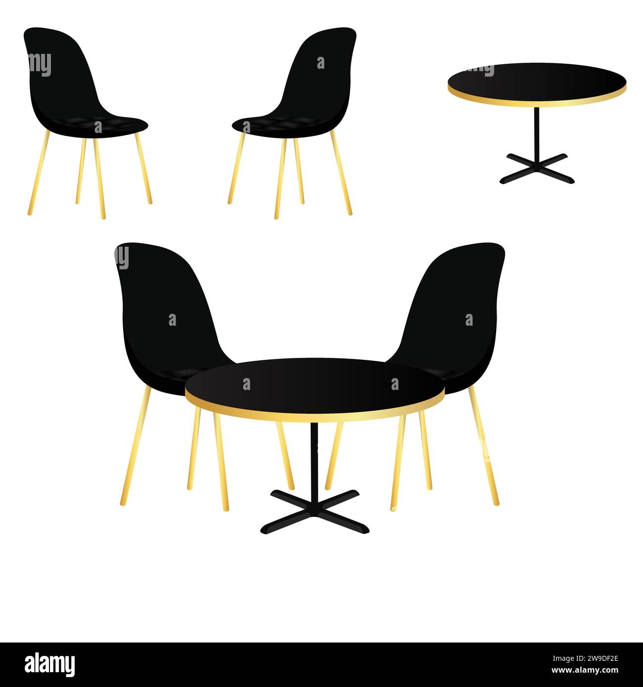 Set Table And Chairs Vector. Table and chairs, furniture for interior ...
