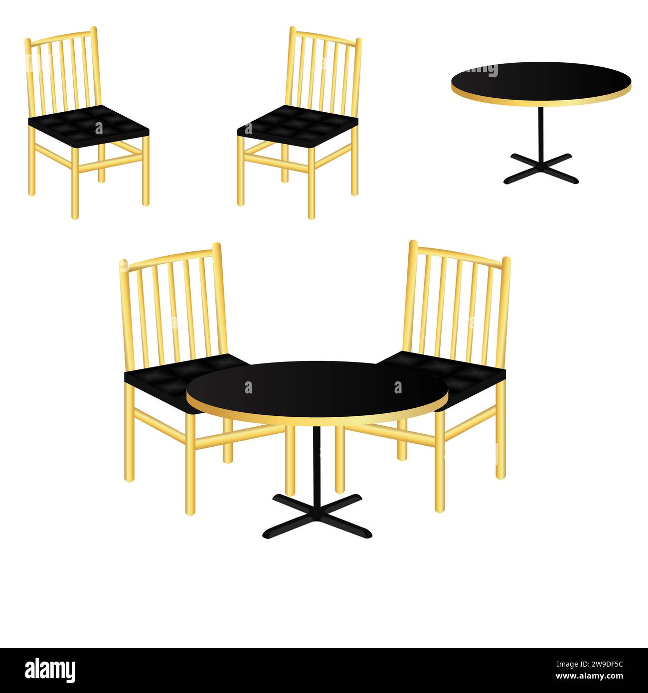 Set Table And Chairs Vector. Table and chairs, furniture for interior ...