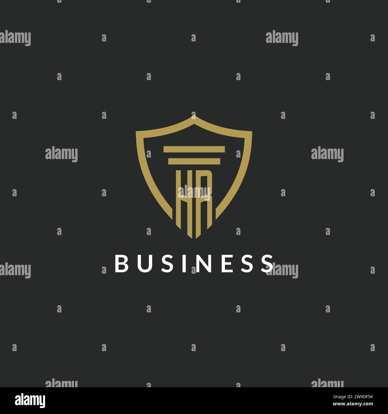 HR initial monogram logo with pillar and shield style design ideas ...