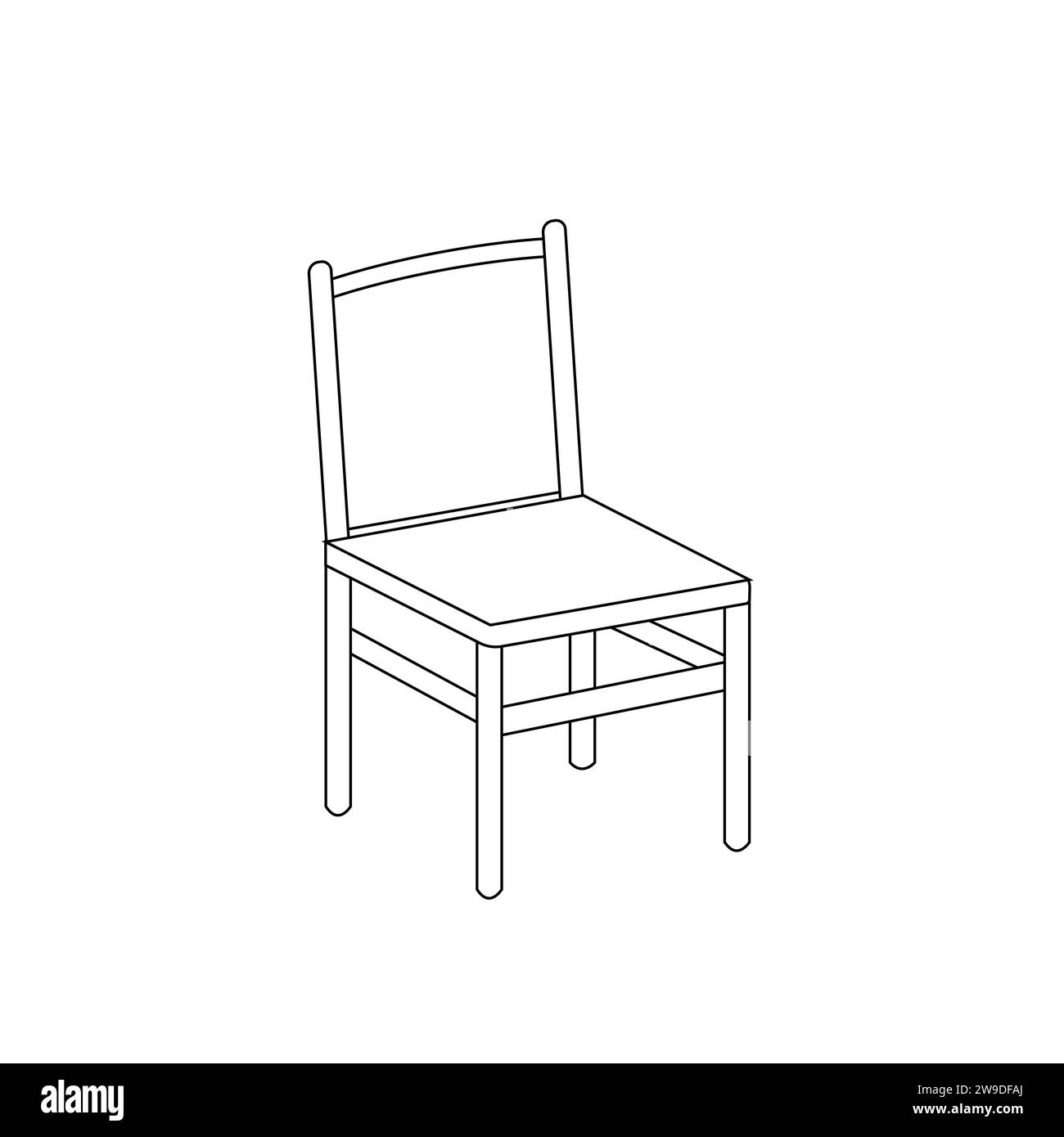 Black outline of interior item isolated on a white background. Chair with black outline ...