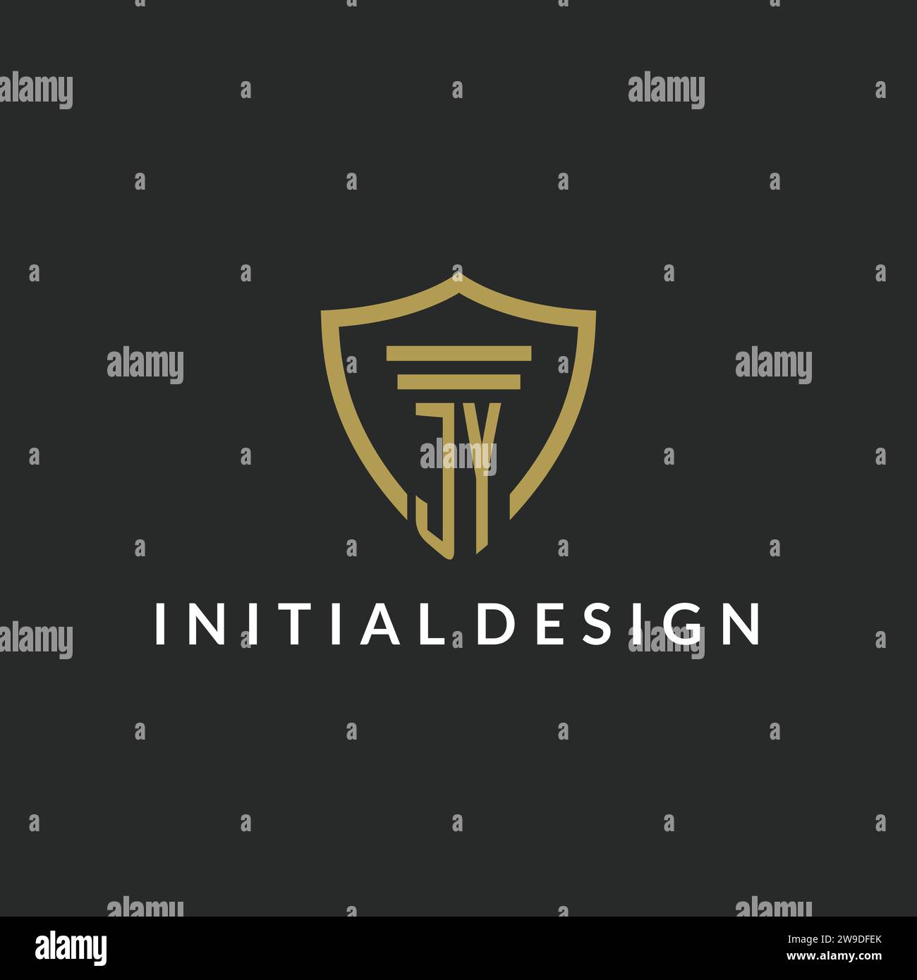 JY initial monogram logo with pillar and shield style design ideas ...