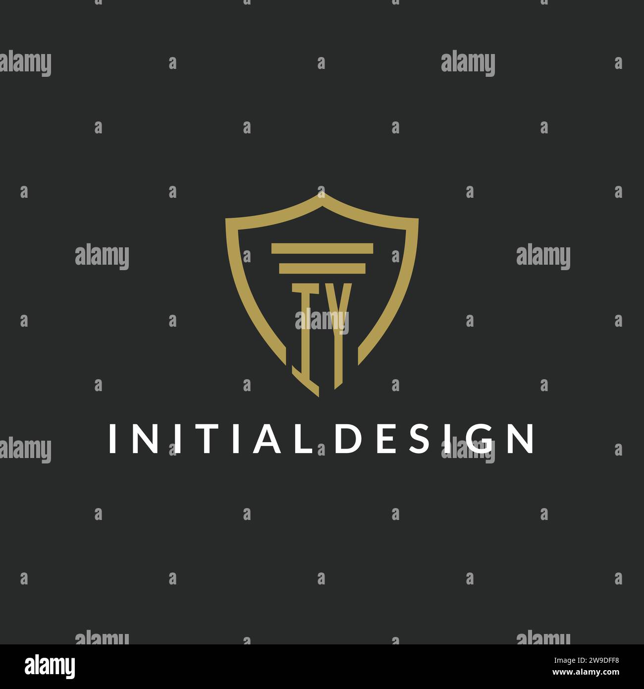 IY initial monogram logo with pillar and shield style design ideas ...
