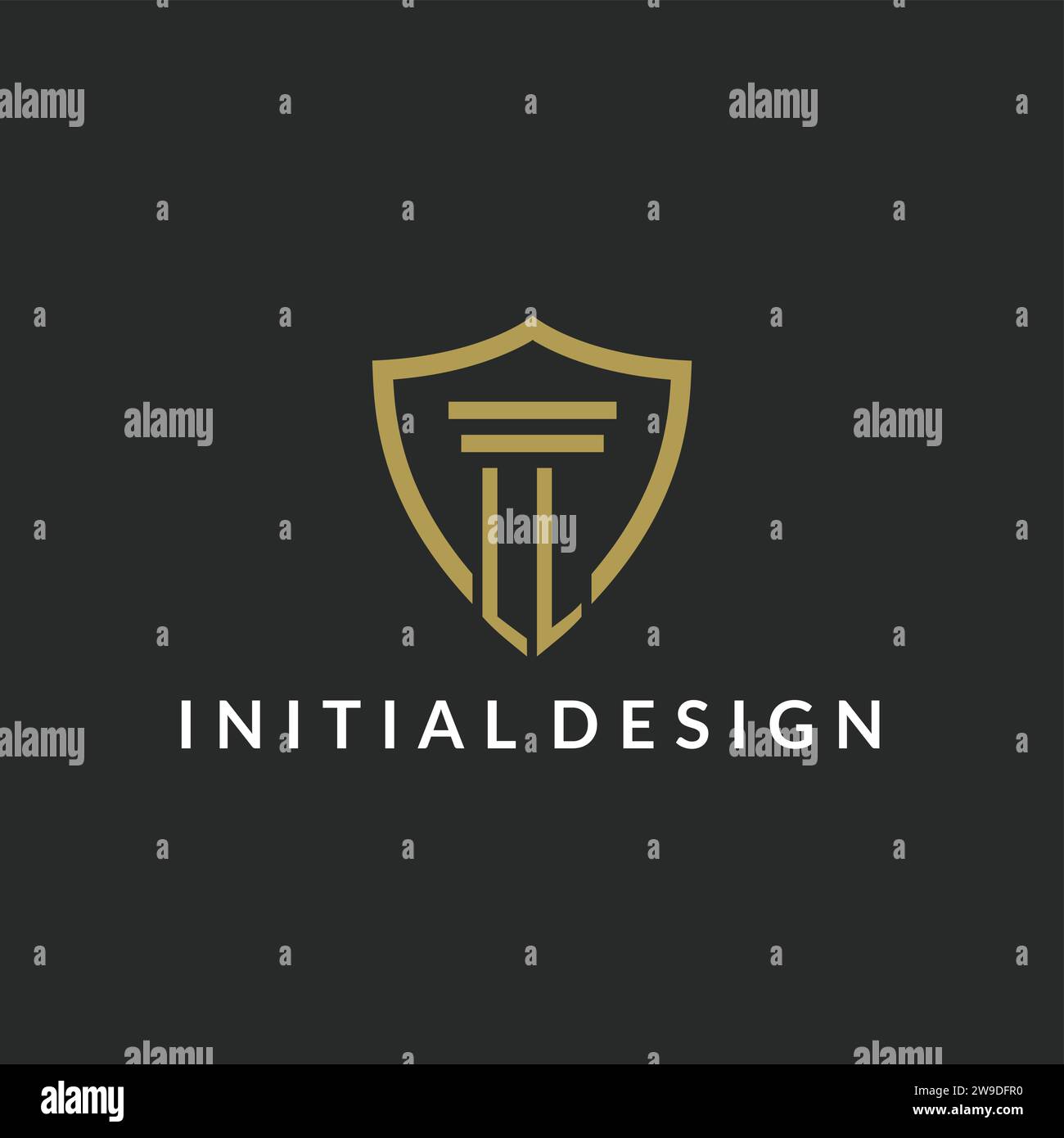 LL initial monogram logo with pillar and shield style design ideas ...