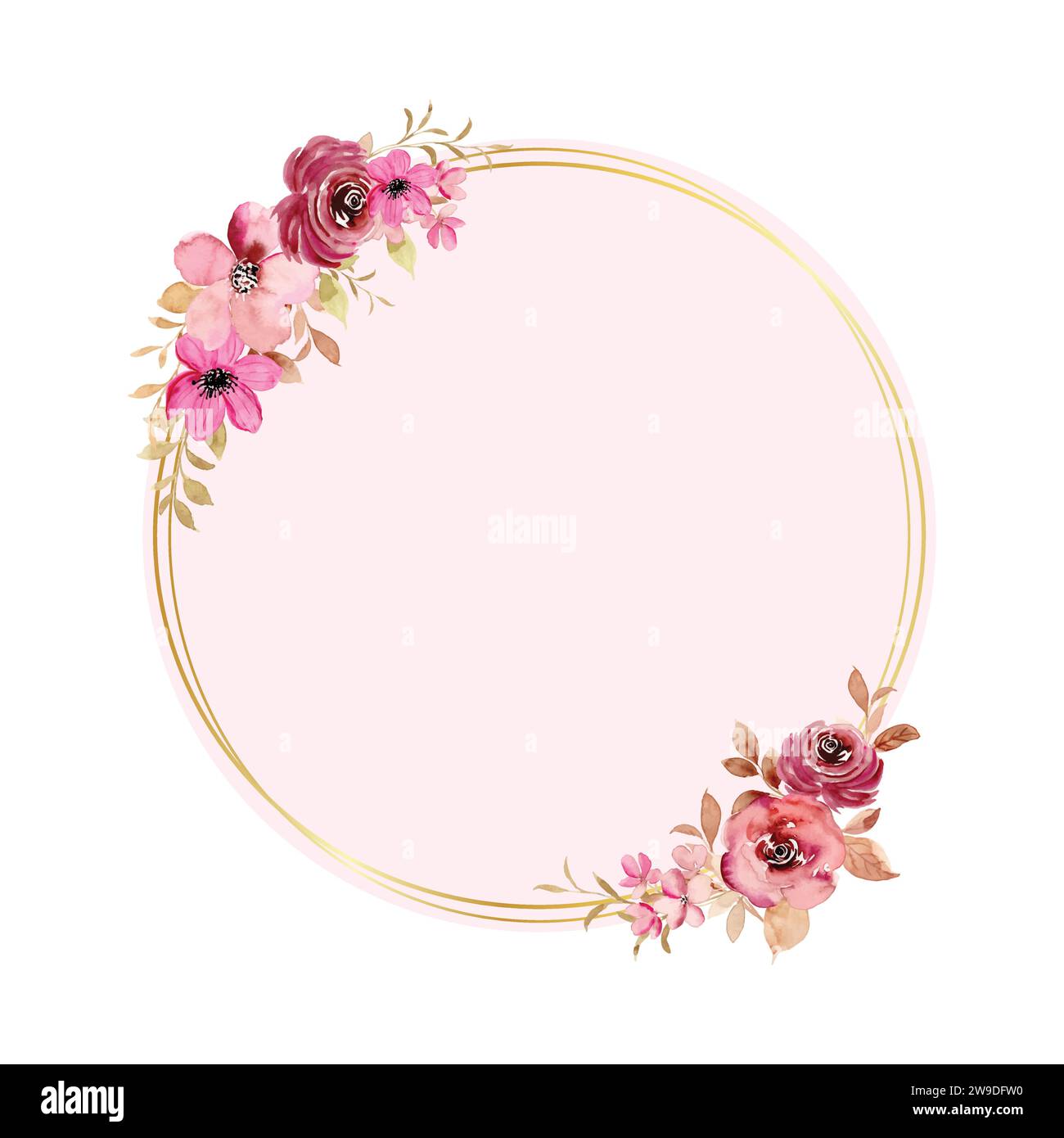 Flowers frame. Flower border frames, round bloom and decorative floral ...