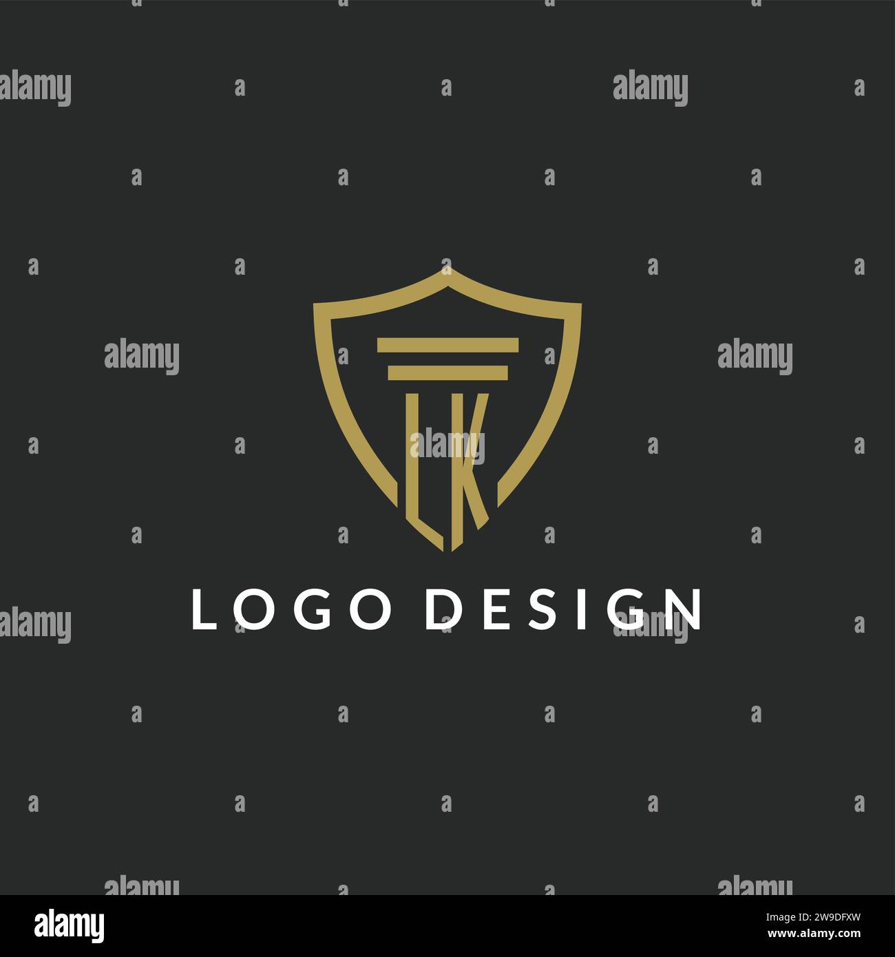 LK initial monogram logo with pillar and shield style design ideas ...