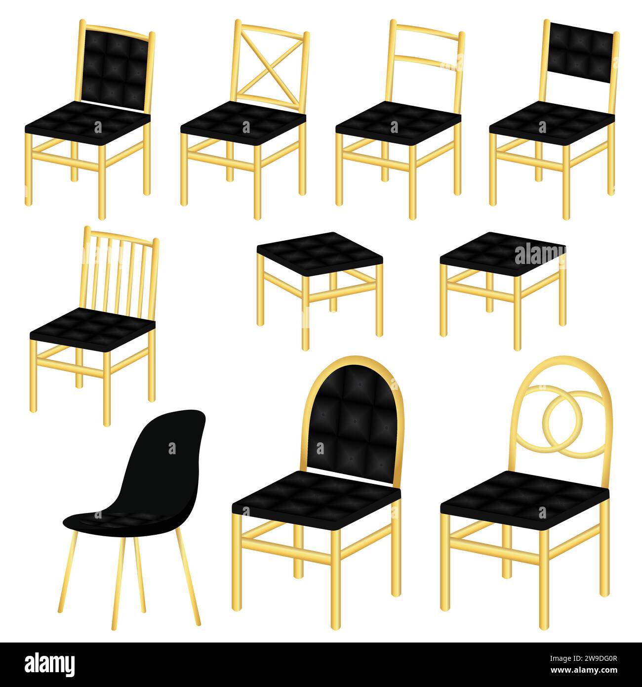 Set Table And Chairs Vector. Table and chairs, furniture for interior ...