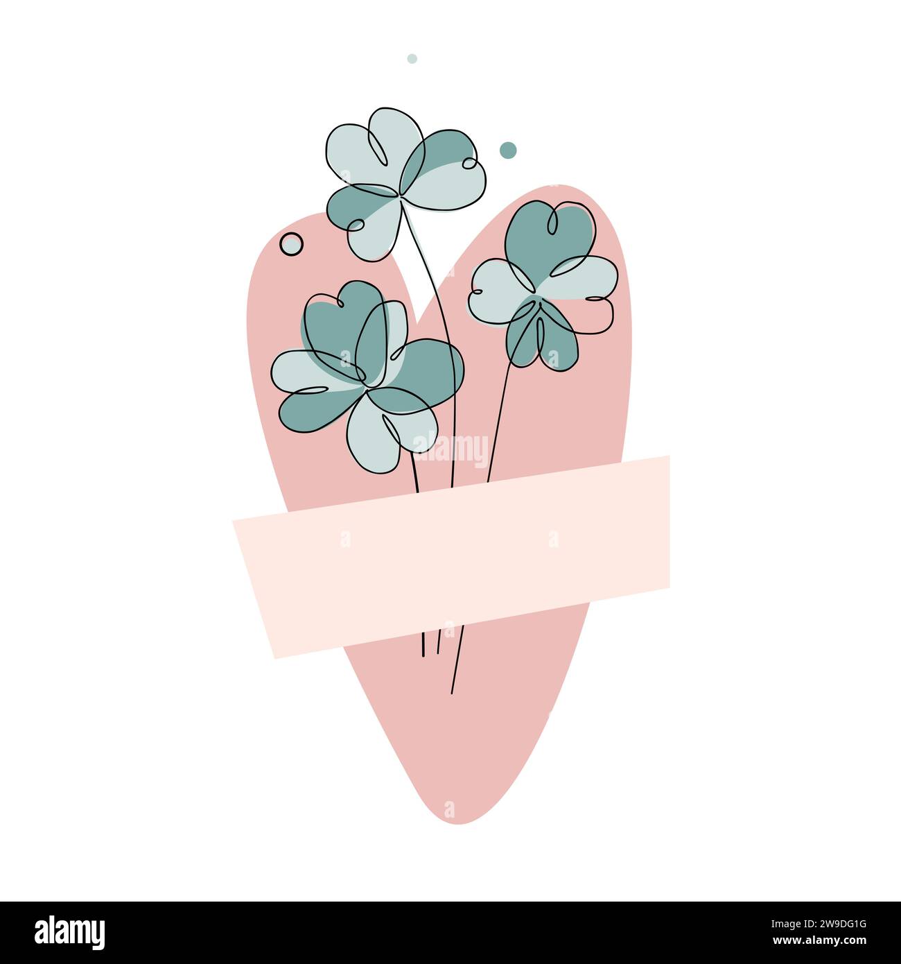 Heart taped with clover leaves isolated on white background. Healed ...