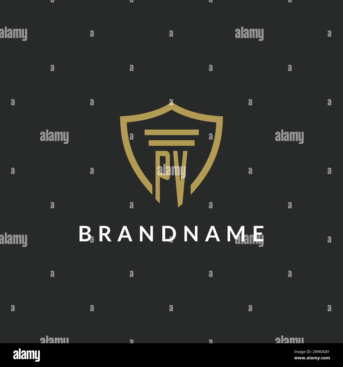 PV initial monogram logo with pillar and shield style design ideas ...