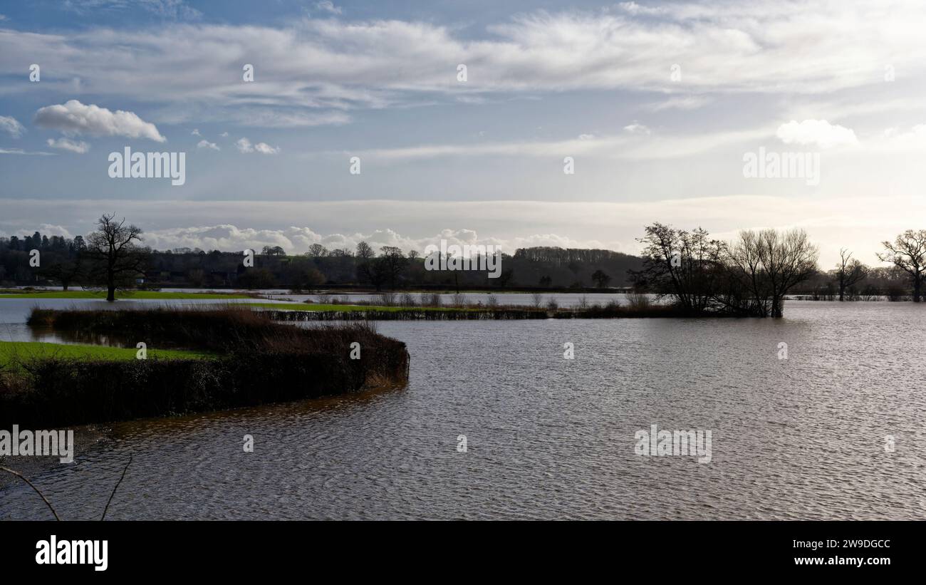 Flooded Farmland at Sandford near Severn Stoke, River Severn, Worcester ...