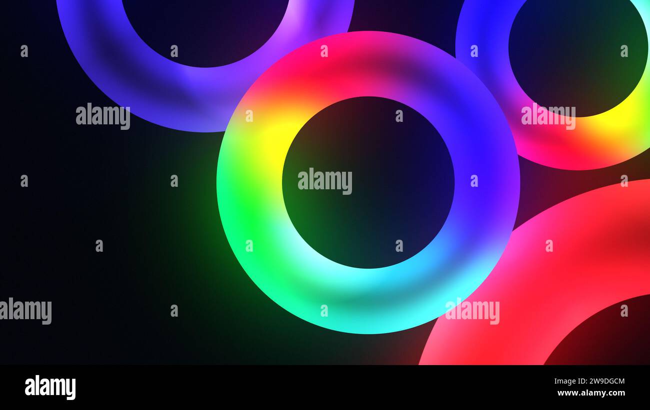 3D circles and donut shape created with trendy colors Stock Photo - Alamy