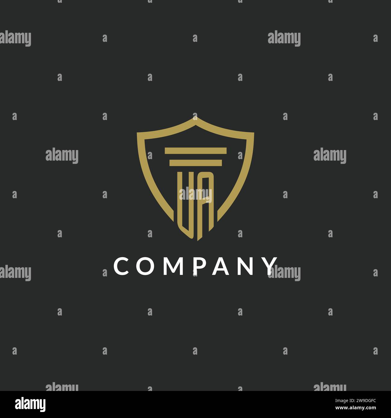 UA initial monogram logo with pillar and shield style design ideas ...