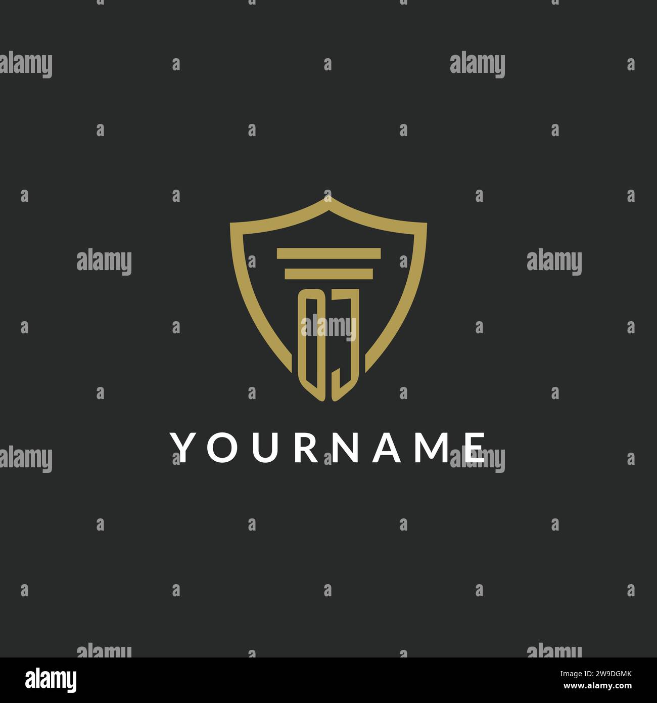 OJ initial monogram logo with pillar and shield style design ideas ...