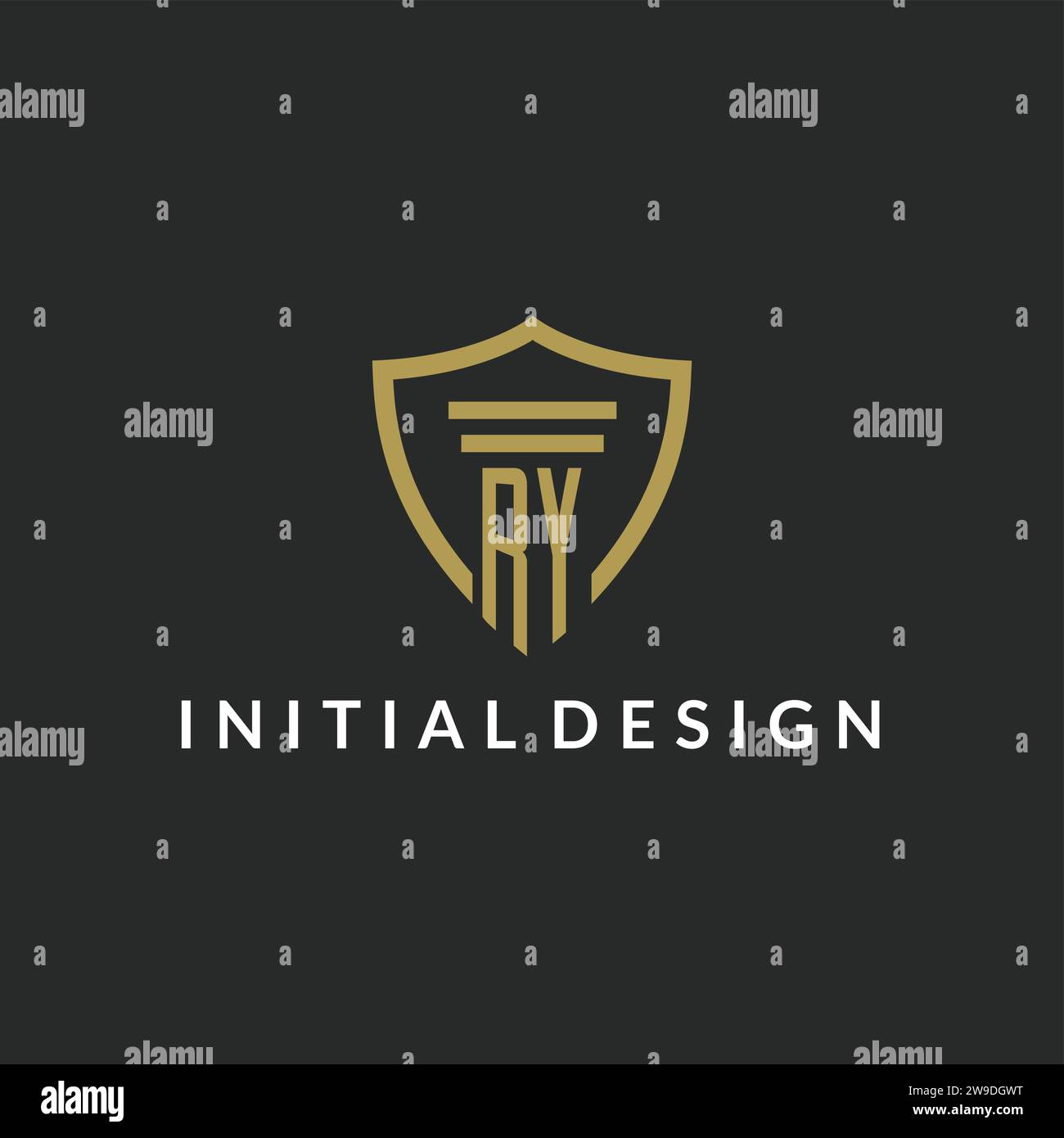 RY initial monogram logo with pillar and shield style design ideas ...