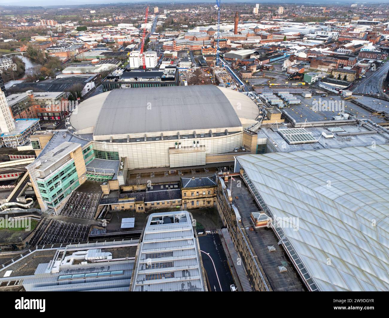 Aerial image of Manchester Victoria station and Manchester Arena Stock ...