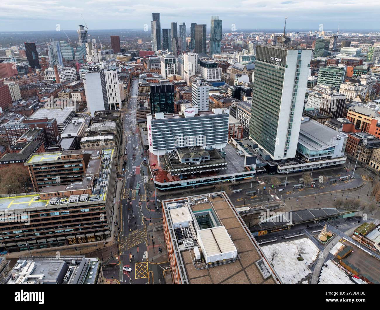 Aerial image of Manchester Piccadilly gardens Stock Photo - Alamy