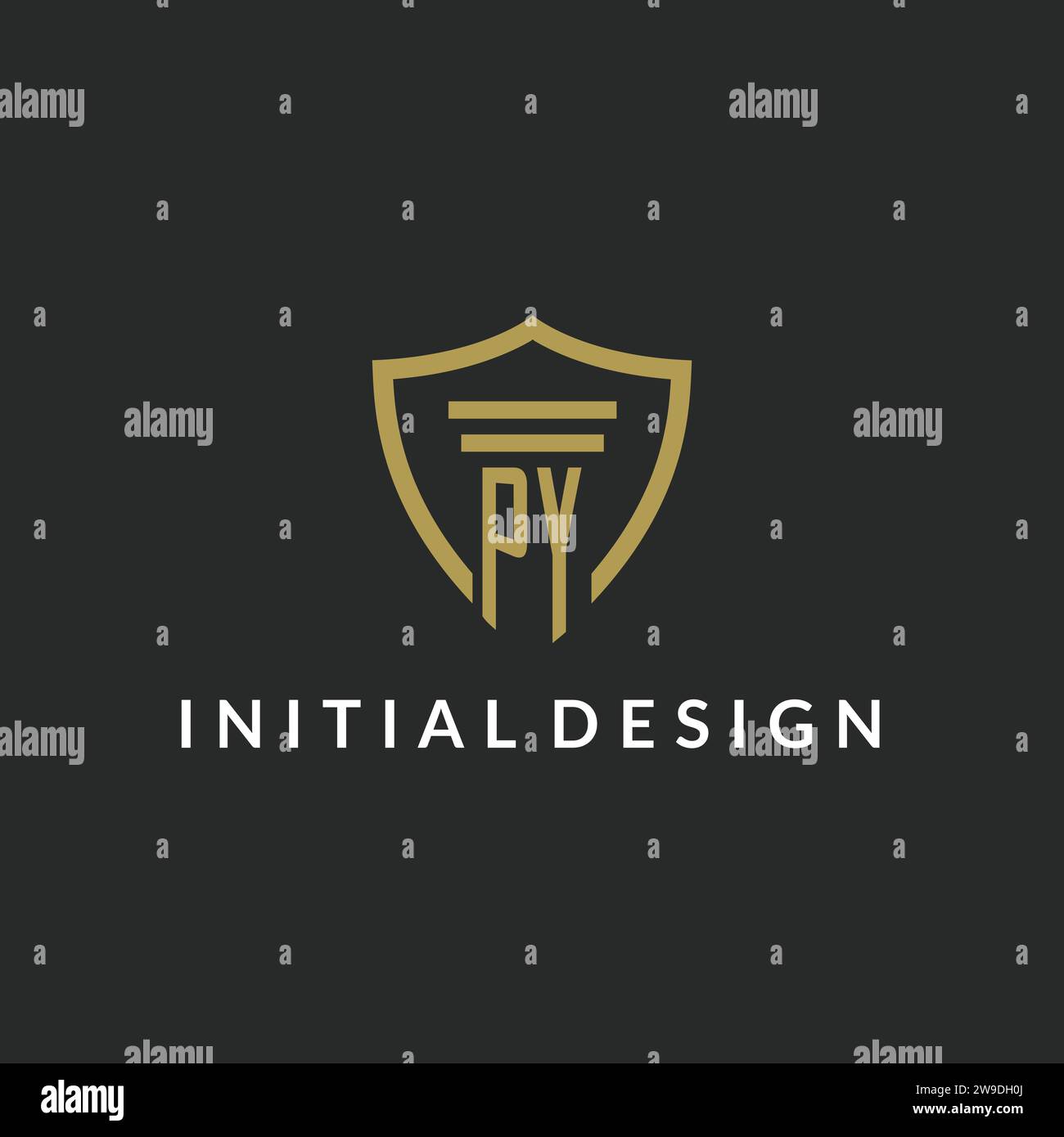 PY initial monogram logo with pillar and shield style design ideas ...
