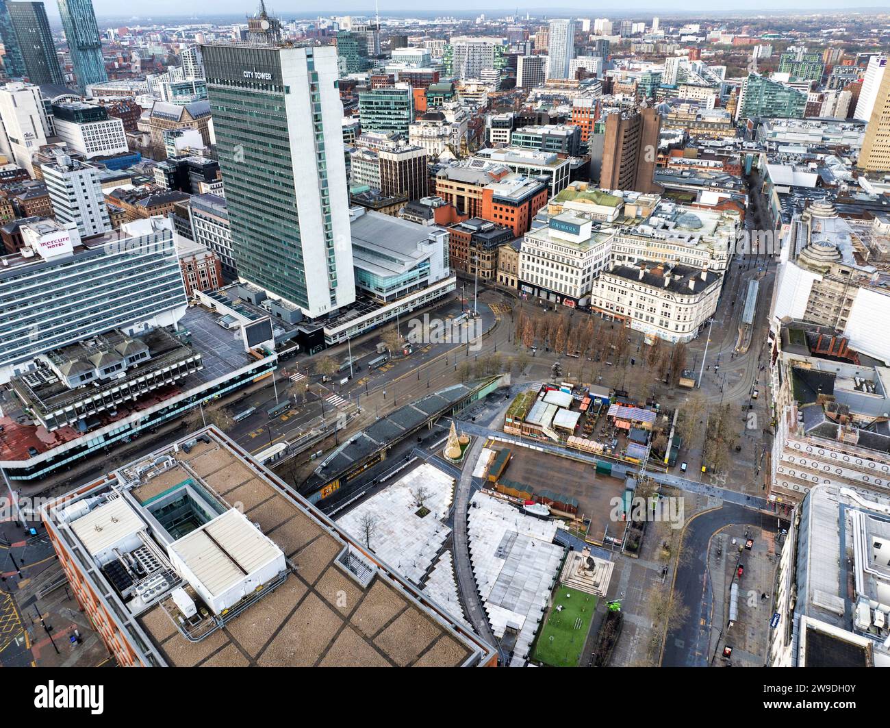 Aerial image of Manchester Piccadilly gardens Stock Photo - Alamy