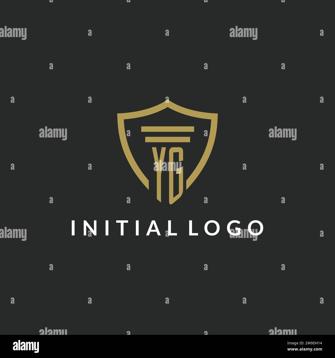 YG initial monogram logo with pillar and shield style design ideas ...